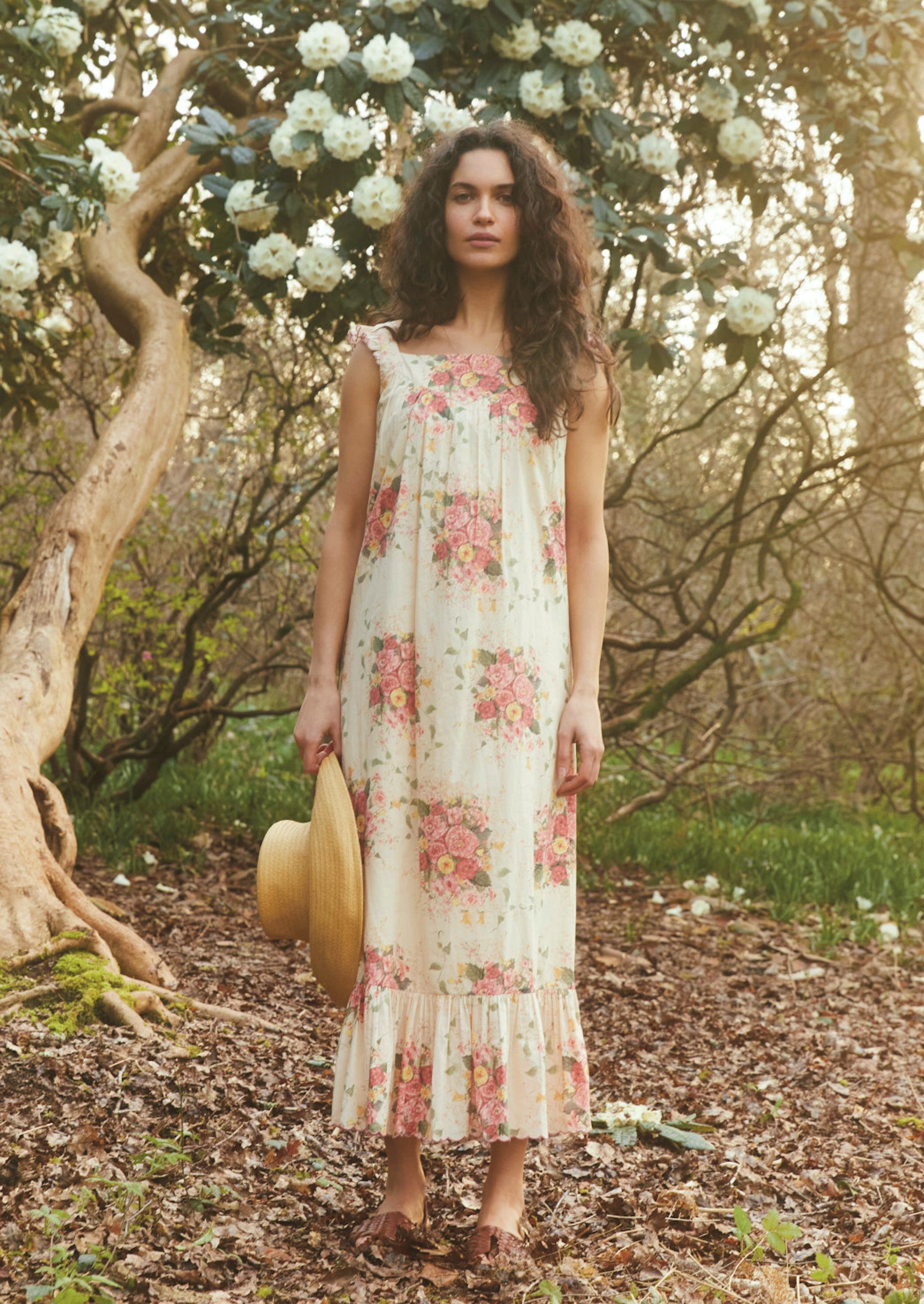 Multi oversized floral organic cotton midaxi strappy sun dress I ST. CLAIR